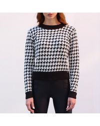 Rhaika London Cropped Sweater Houndstooth Knit in Black - Lyst