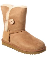 UGG Bailey Button Ii Suede & Shearling Boot in Brown | Lyst Canada