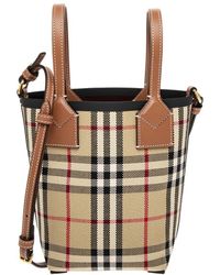 Burberry Bloomsbury Reversible Check Canvas & Leather Tote in Black ...