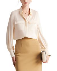 Adele Berto Silk Blouse in Blue | Lyst UK