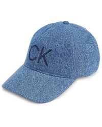 Calvin Klein Logo Embroidered Denim Baseball Cap in White for Men | Lyst UK