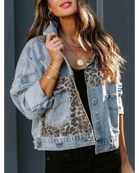 Everyday the Label Cow Print Denim Jacket Frayed Hem in White | Lyst UK