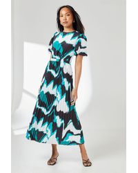 PRINCIPLES Ombre Print Pleated Midi Skirt in Blue | Lyst UK