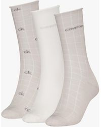 Calvin Klein 3 Pack Giftbox Lurex Socks Cotton in Black | Lyst UK