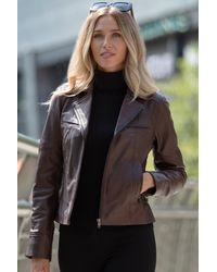 Ashwood Leather 'Eva' Biker Style Jacket Coat in Red | Lyst UK