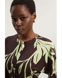 Karen Millen Fruit Print Tape Detail Long Sleeve Woven Mini Dress | Lyst UK