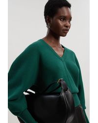 Karen Millen Cotton V Neck Knit Boxy Jumper in Natural | Lyst UK