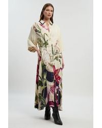 Karen Millen Viscose Satin Oversized Woven Shirt in Pink | Lyst UK