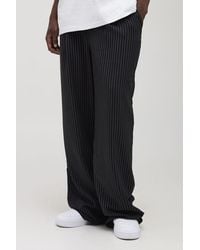 BoohooMAN Pearl Trim Half And Waist Crease Front Wide Leg Trouser in ...