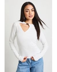 Boohoo Keyhole Detailed Long Sleeve Top With Ring Trims in Blue | Lyst UK