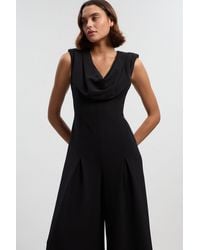 Karen Millen Tailored Drape Cape Wide Leg Jumpsuit in White | Lyst UK