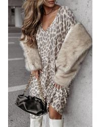 Everyday the Label Leopard Print Mini Dress in Brown | Lyst UK