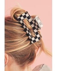 Azura Exchange Checkered Hair Clip Viscose in Blue | Lyst UK