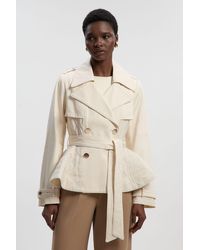Karen Millen Short Trench Coat in Black | Lyst UK