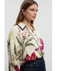Karen Millen Viscose Satin Oversized Woven Shirt in Pink | Lyst UK