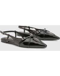 Boohoo Cross Over Strap Detail Pointed Flats in Red | Lyst UK