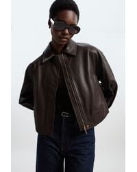 Karen Millen Plus Size Faux Leather Tailored Bomber Jacket in Blue ...