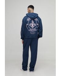 Boohoo Tall Oversized Boxy Cross Embroidered Zip Through Hoodie in Grey ...