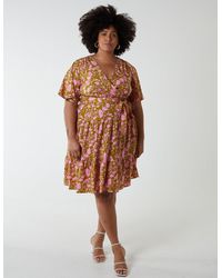 Blue Vanilla Curve Wrap Front Dress in Blue | Lyst UK