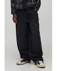 BoohooMAN Elasticated Super Baggy Side Panel Piping Jeans in Blue for ...