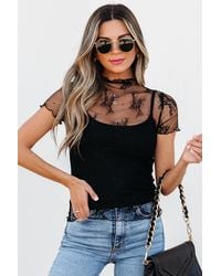 Everyday the Label Lace Trim Balloon Sleeve Top in White | Lyst UK