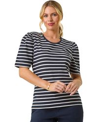 Roman Petite Stripe Ruched Top in Red | Lyst UK