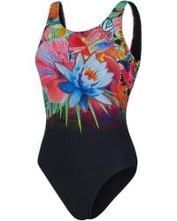 Speedo Printed U-Back Swimsuit in Blue | Lyst UK