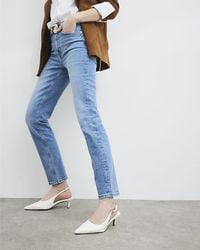 River Island Straight Leg Jeans High Rise Relaxed Cotton in White | Lyst UK