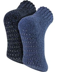Sock Snob 2 Pack Fairisle Knit Slipper With Sherpa in Blue for Men ...