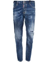 DSquared² Dark Skater Fit Jeans Cotton in Blue for Men | Lyst UK