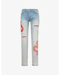 Amiri X Wes Lang Reaper Graphic-embroidered Slim-fit Tapered Amiri X Wes Lang Reaper Graphic-embroidered Slim-fit Tapered