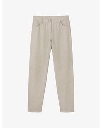 The White Company Brompton Tapered-Leg Linen Trousers in White | Lyst UK