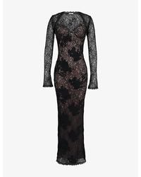 House Of Cb Lucienne Stretch Floral-Lace Maxi Dress in Red | Lyst UK