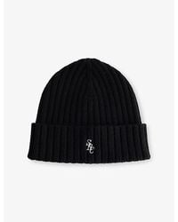 Sporty & Rich Embroidered Ribbed Cashmere And Wool-Blend Beanie in ...