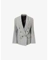 Victoria Beckham Double-Breasted Wool Tailored Jacket in Blue | Lyst UK