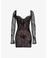 House Of Cb Lucienne Stretch Floral-Lace Maxi Dress in Red | Lyst UK