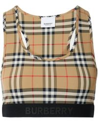 Burberry Vintage Check-Print Active Bra in Gray | Lyst