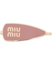 Miu Miu Logo Clip in White | Lyst UK