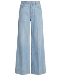 Bottega Veneta Intrecciato-Patch Wide-Leg Cotton Denim Jeans in Blue ...