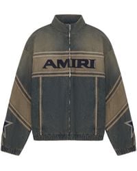 Amiri Logo-Patch Zip-Up Jacket in Natural for Men | Lyst UK