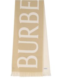 Burberry Pattern Jacquard Frayed-Edge Scarf in Red | Lyst