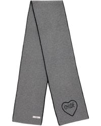 Chloé Chloé Encoeur Logo Knit Scarf in Natural | Lyst UK