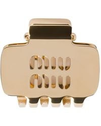 Miu Miu Logo Clip in White | Lyst UK