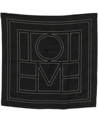 TOTEME Monogram-Embroidered Silk Scarf in Green | Lyst UK
