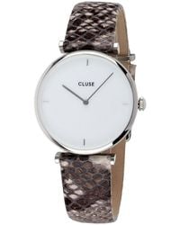 Cluse White Leather Watch in Metallic | Lyst UK