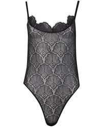CASABLANCA Lace Turtleneck Crop Top Black - Lyst