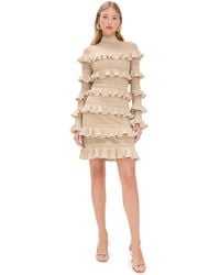 Zimmermann Metallic Frill Wrap Mini Dress in Natural | Lyst