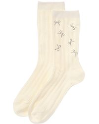 High Heel Jungle Sweeney Crystal Mini Bow Socks in Black | Lyst