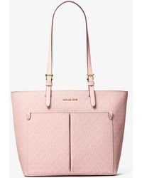 Michael Kors Outlet Jet Set Medium Signature Logo Pocket Tote Bag in ...