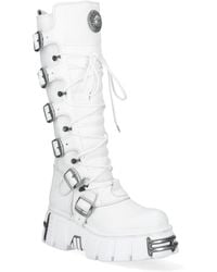 New Rock M-272-S2 Neptuno Metallic Knee High Leather Gothic Boots in ...